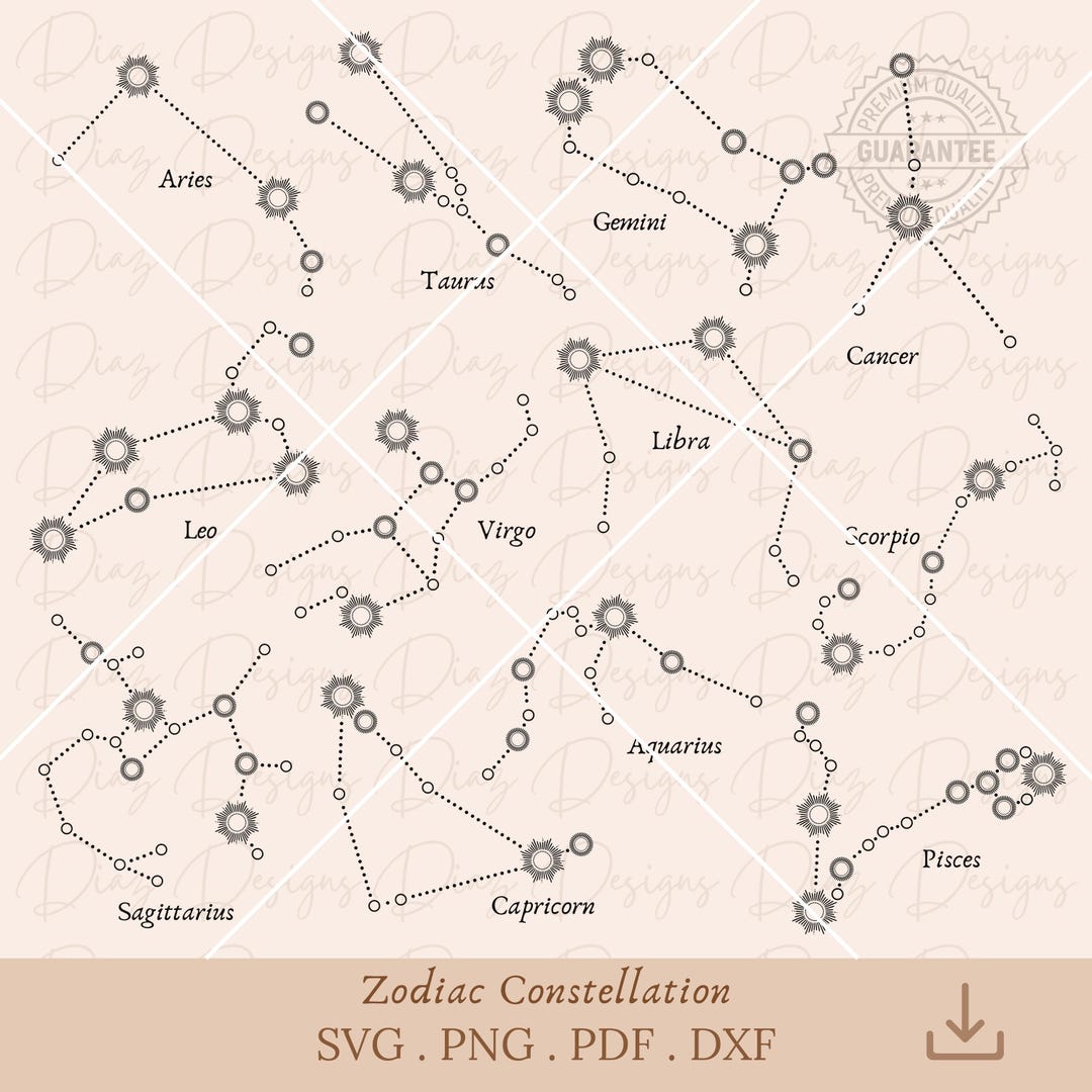 Star Constellation Zodiac Signs Svg, Zodiac Clipart, Astrology Stars ...