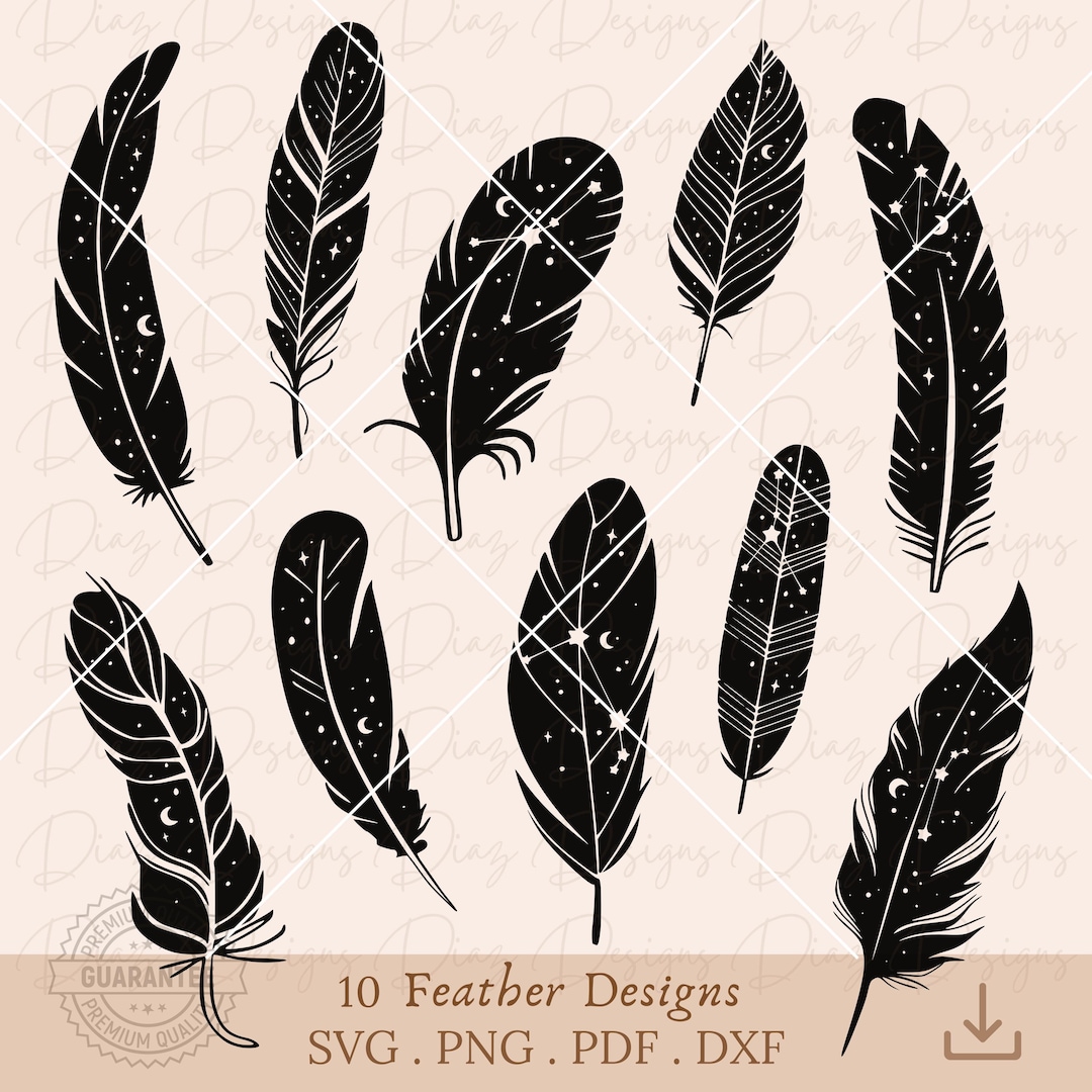 Feather Bundle Svg, Mystical Feather Svg, Witchy Feather Svg, Boho ...