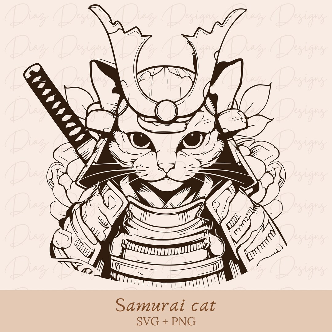 Samurai Cat Svg, Japanese Samurai Cat Png, Samurai Cut File, Samurai ...