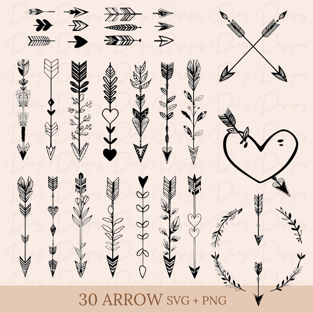 Arrow Bundle Svg, Boho Arrow Clipart, Arrow Png, Arrow Clipart, Arrow ...