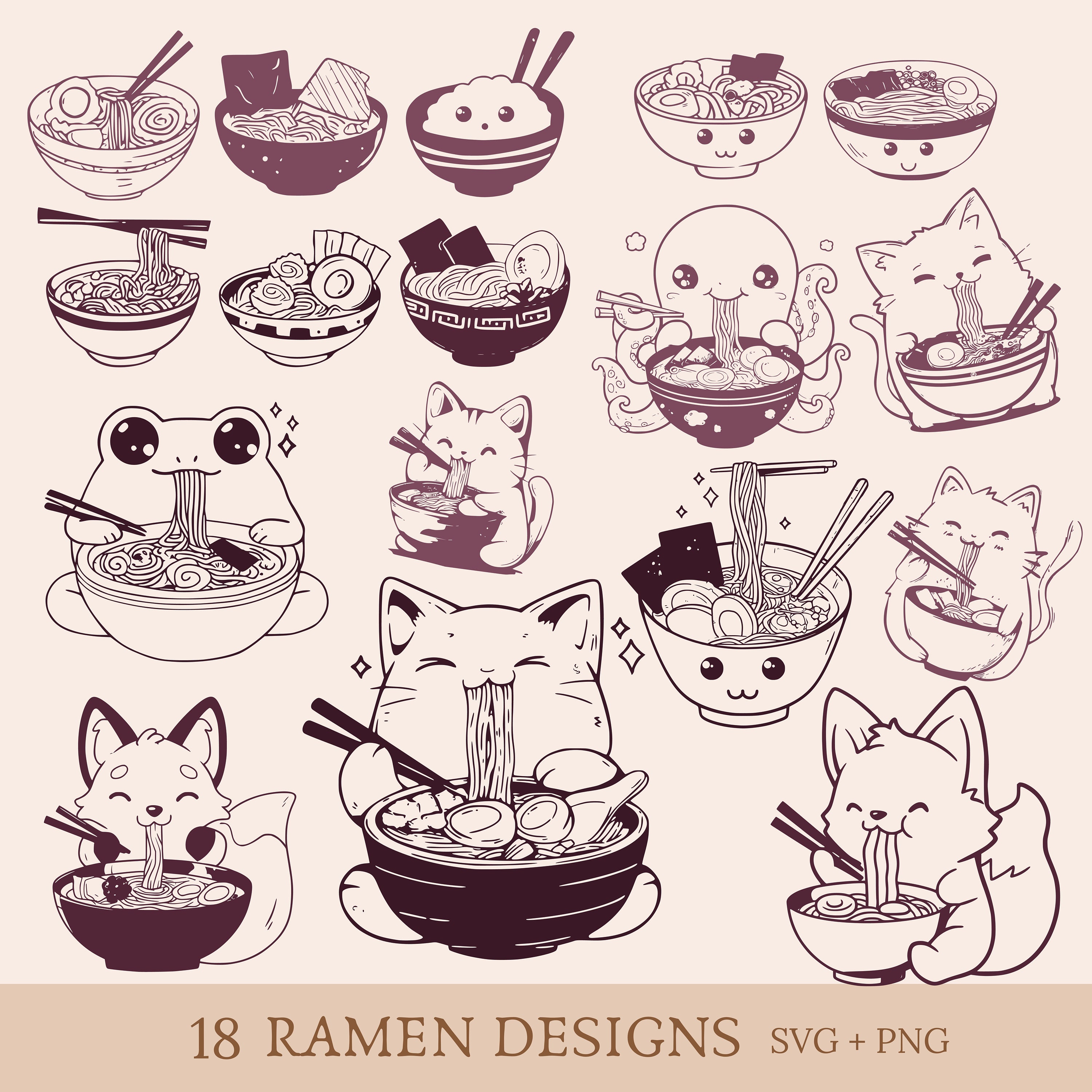 Cat Ramen Svg, Kawaii Ramen Png, Cute Ramen Clipart, Ramen Cricut ...