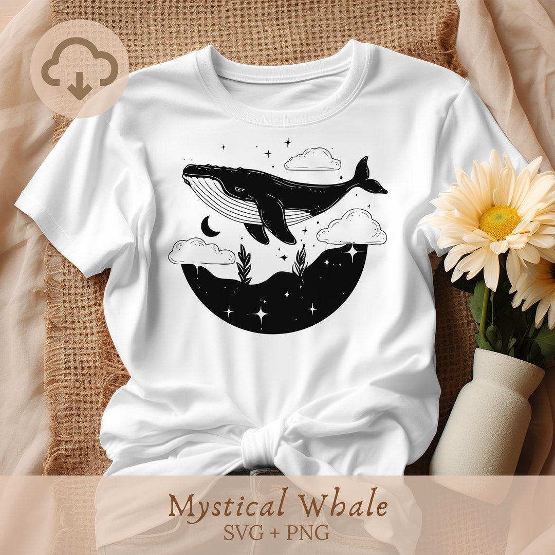 Mystical Whale Svg, Celestial Whale Svg, Whale Clipart Cut File, Whale ...