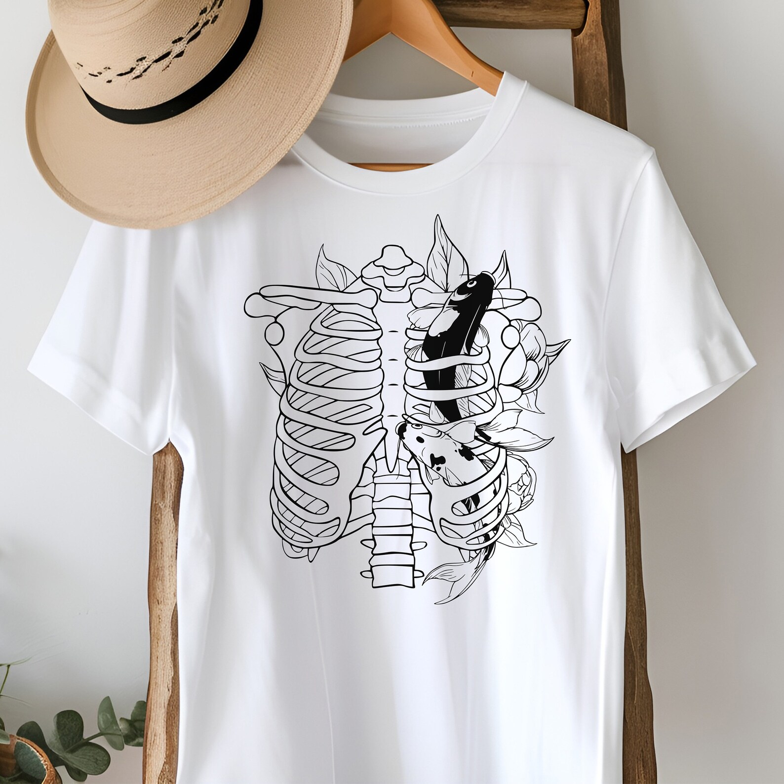 Skeleton Ribcage Svg, Bones Svg, Japanese Koi Carps Svg, Flower ...