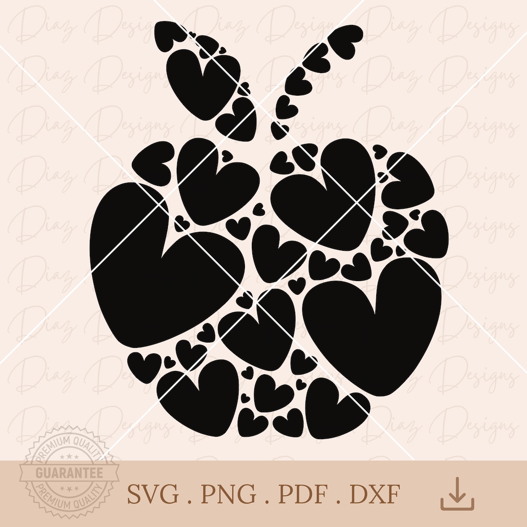Heart Apple Svg, Teacher Apple Cricut, Teacher Life Clipart, Heart ...