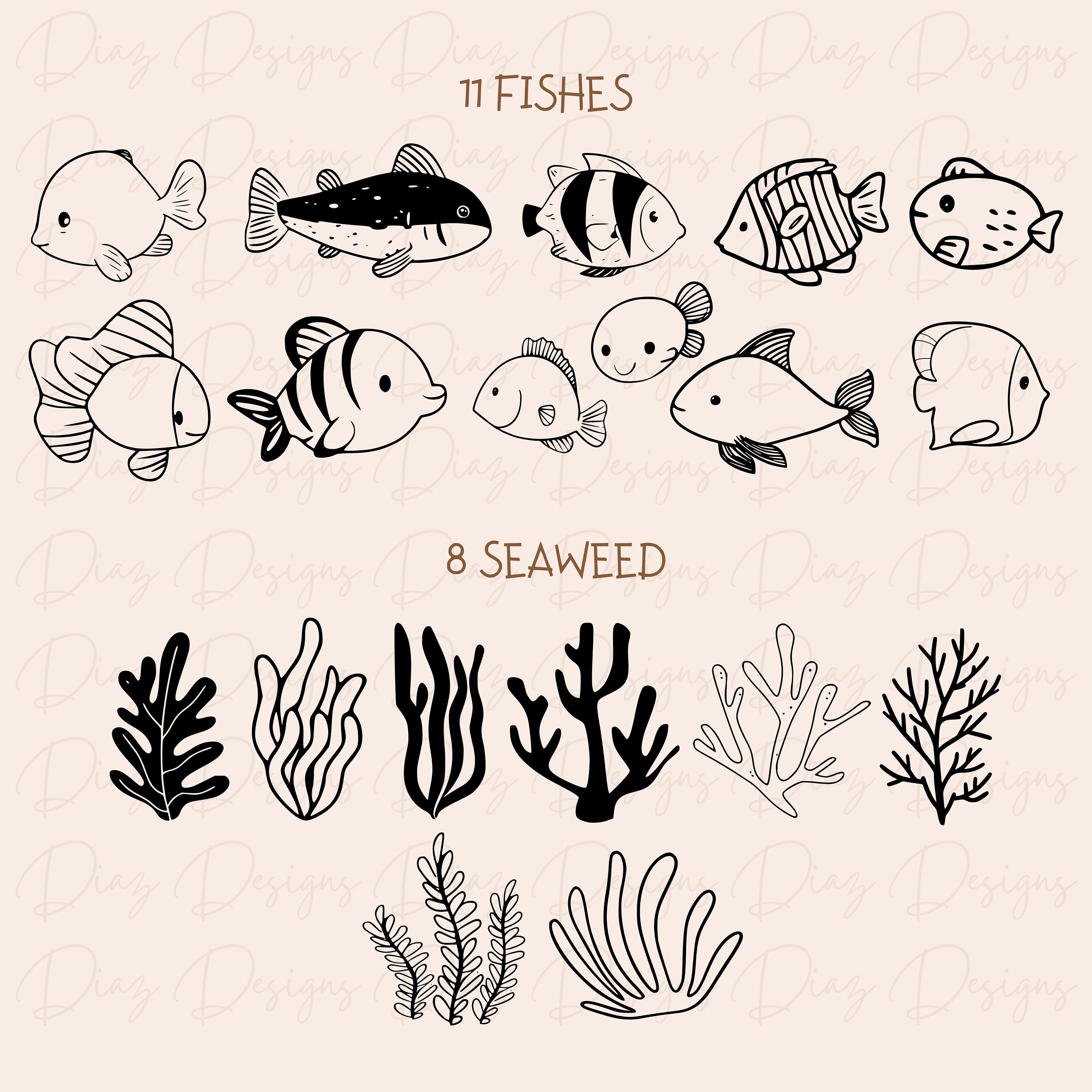 Sea Animals Bundle Svg, Ocean Bundle Svg, Ocean Life Svg, Ocean Animals ...