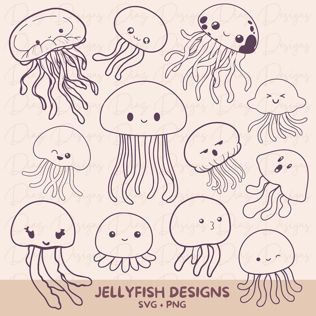Jellyfish Svg, Cartoon Jellyfish Clipart, Jellyfish Cut File, Jellyfish ...