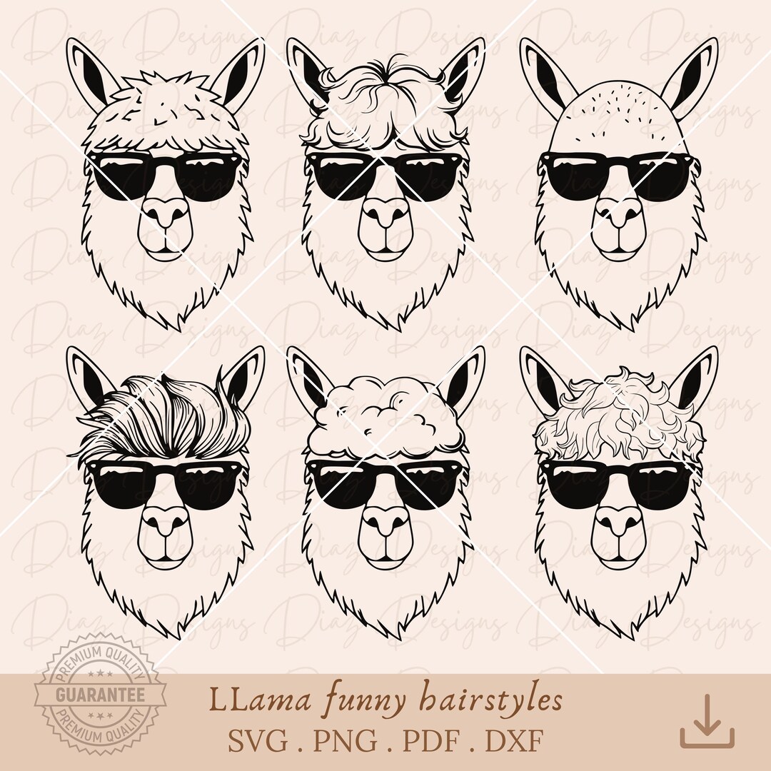 Funny Llama Clipart, Llama Svg, Llama Png, Cute Llama Png, Alpaca Svg ...