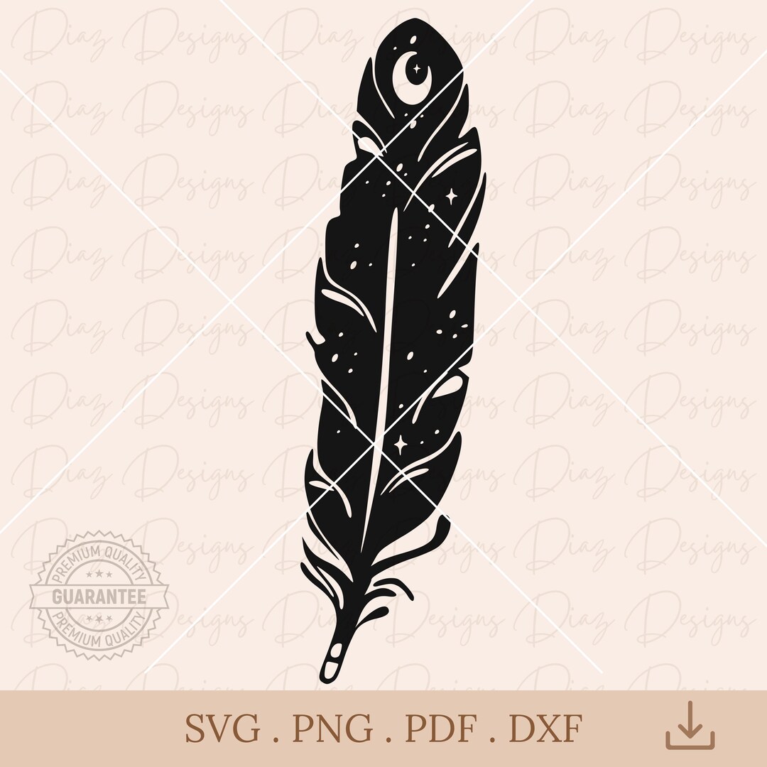 Feather Svg, Mystical Feather Svg, Witchy Feather Svg, Boho Feather ...