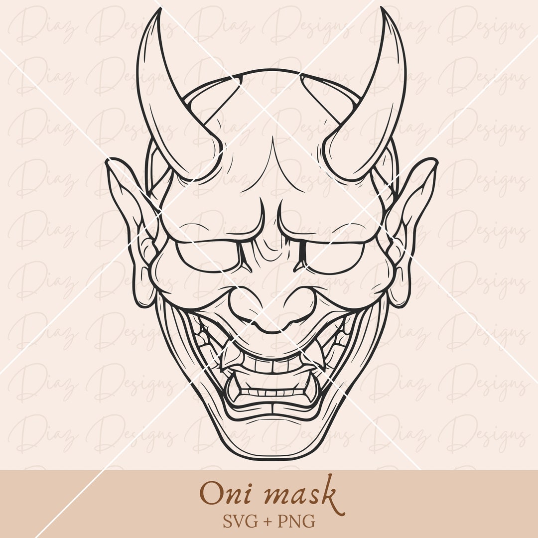 Oni Mask Svg, Japanese Mask Svg, Hannya Mask Svg, Oni Mask Design ...