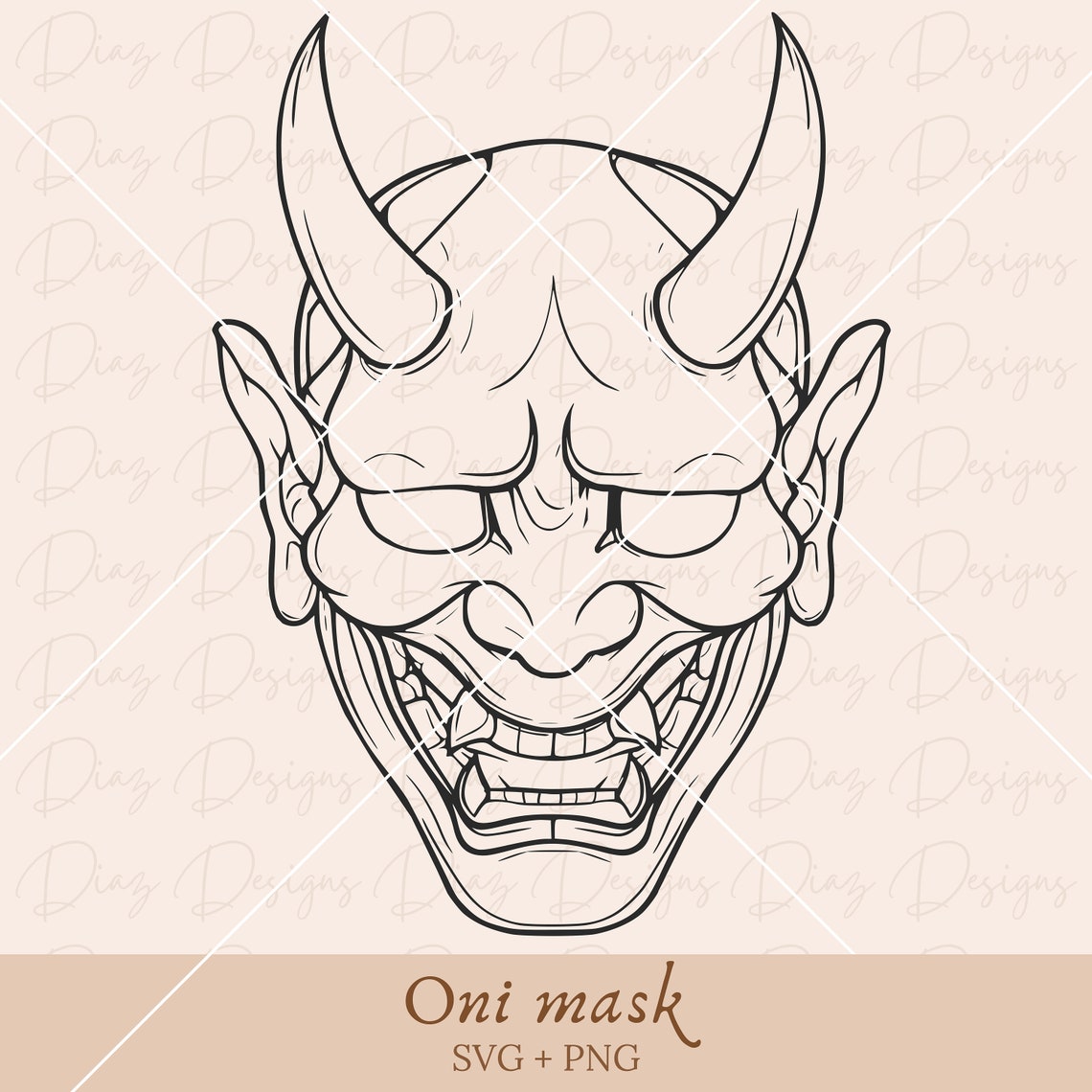 Oni Mask Svg, Japanese Mask Svg, Hannya Mask Svg, Oni Mask Design ...