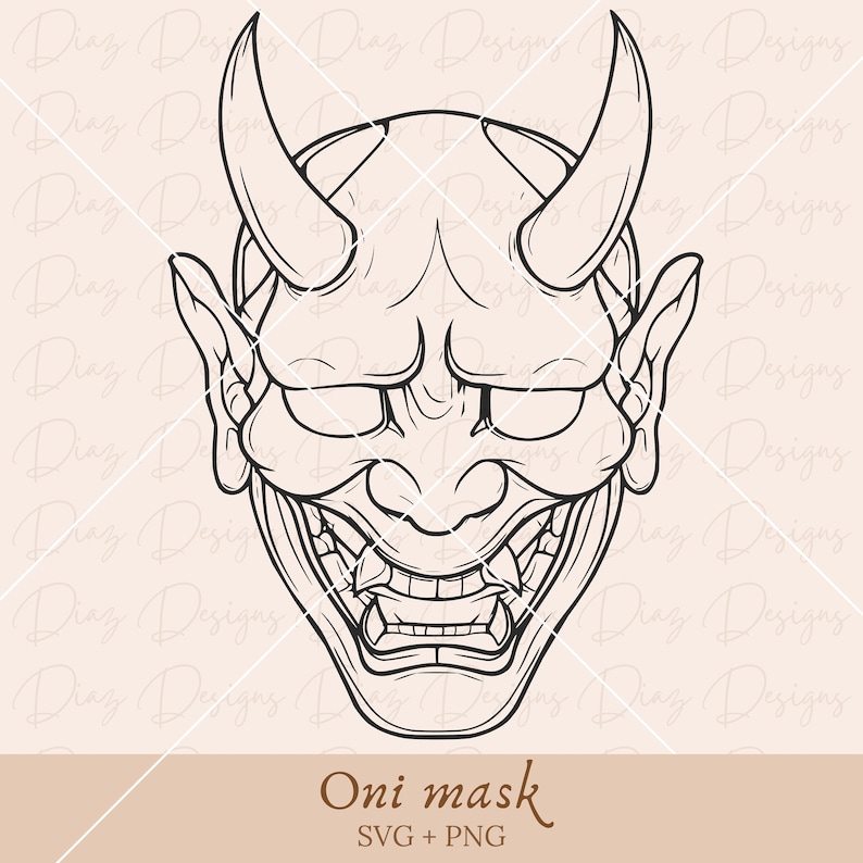 Oni Mask Svg, Japanese Mask Svg, Hannya Mask Svg, Oni Mask Design ...