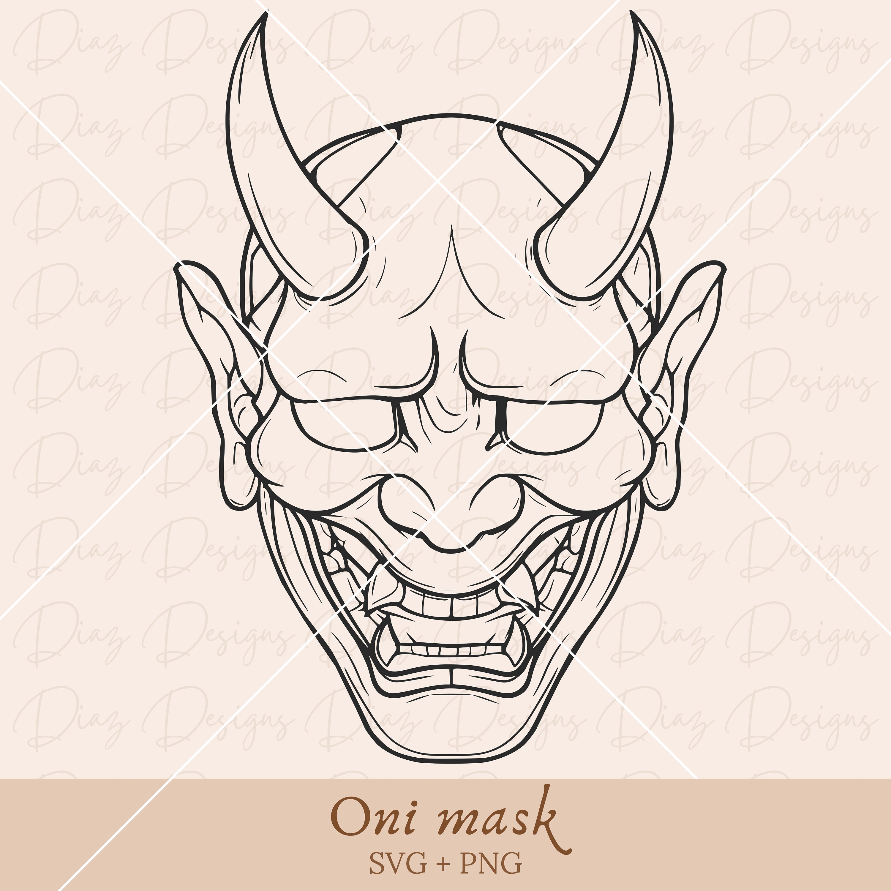 Oni Mask Svg, Japanese Mask Svg, Hannya Mask Svg, Oni Mask Design ...