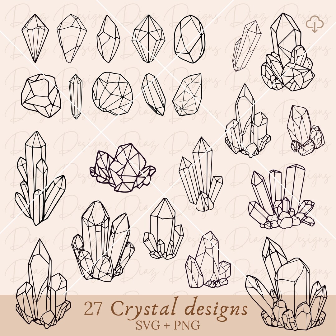Crystal Svg Bundle, Magic Crystals Png, Crystal Clipart, Floral ...