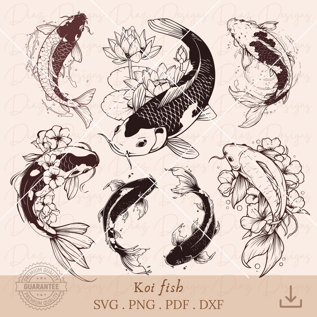Japanese Koi Fish Svg, Koi Fish Clipart, Koi Carps Svg, Japanese Carp ...