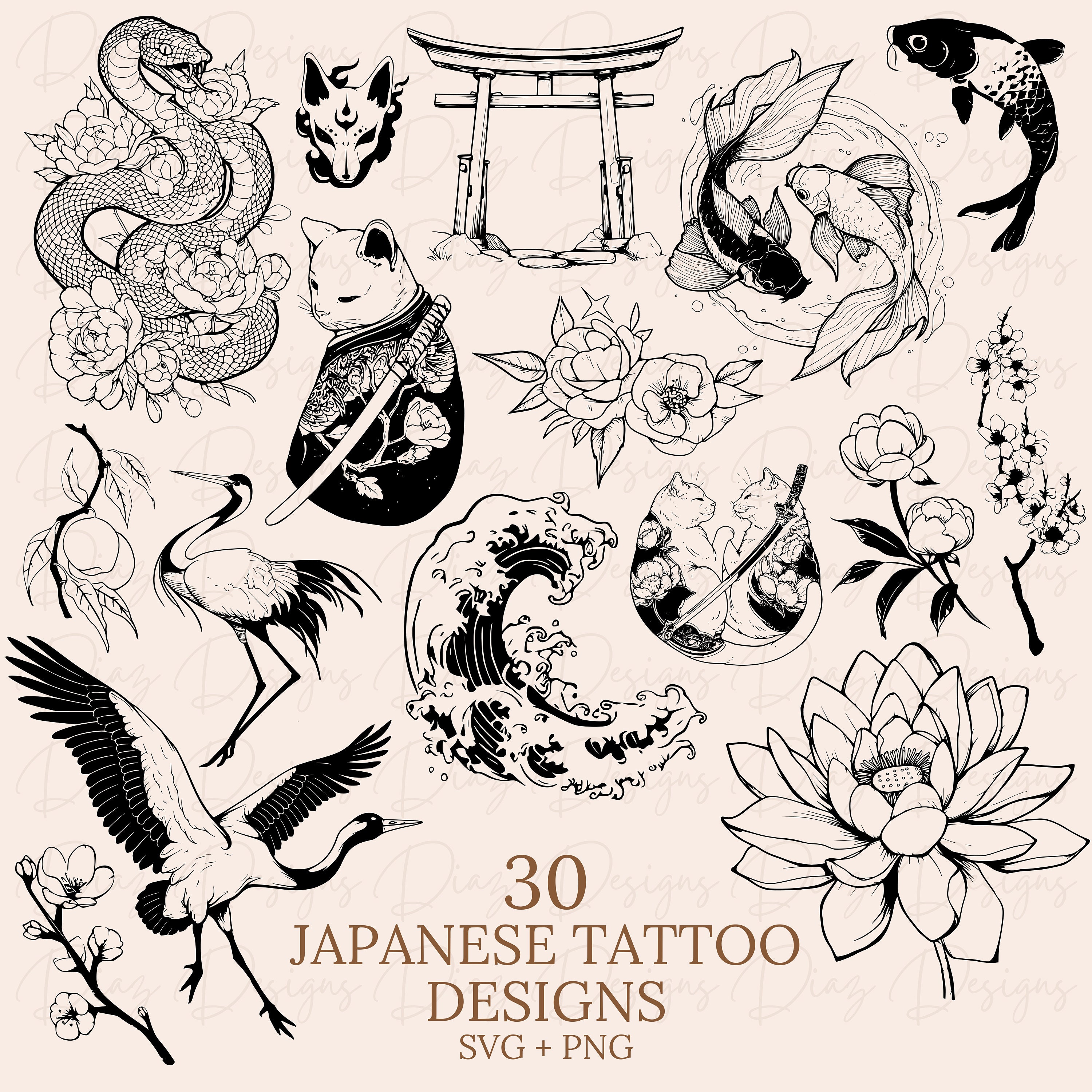 Japanese Tattoo Design Svg, Tattoo Aesthetic Svg, Tattoo Design Svg ...