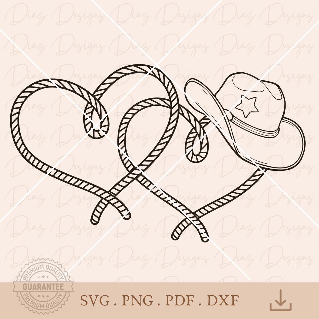 Cowgirl Lasso Heart Svg, Western Heart Png, Country Wedding Svg, Love ...