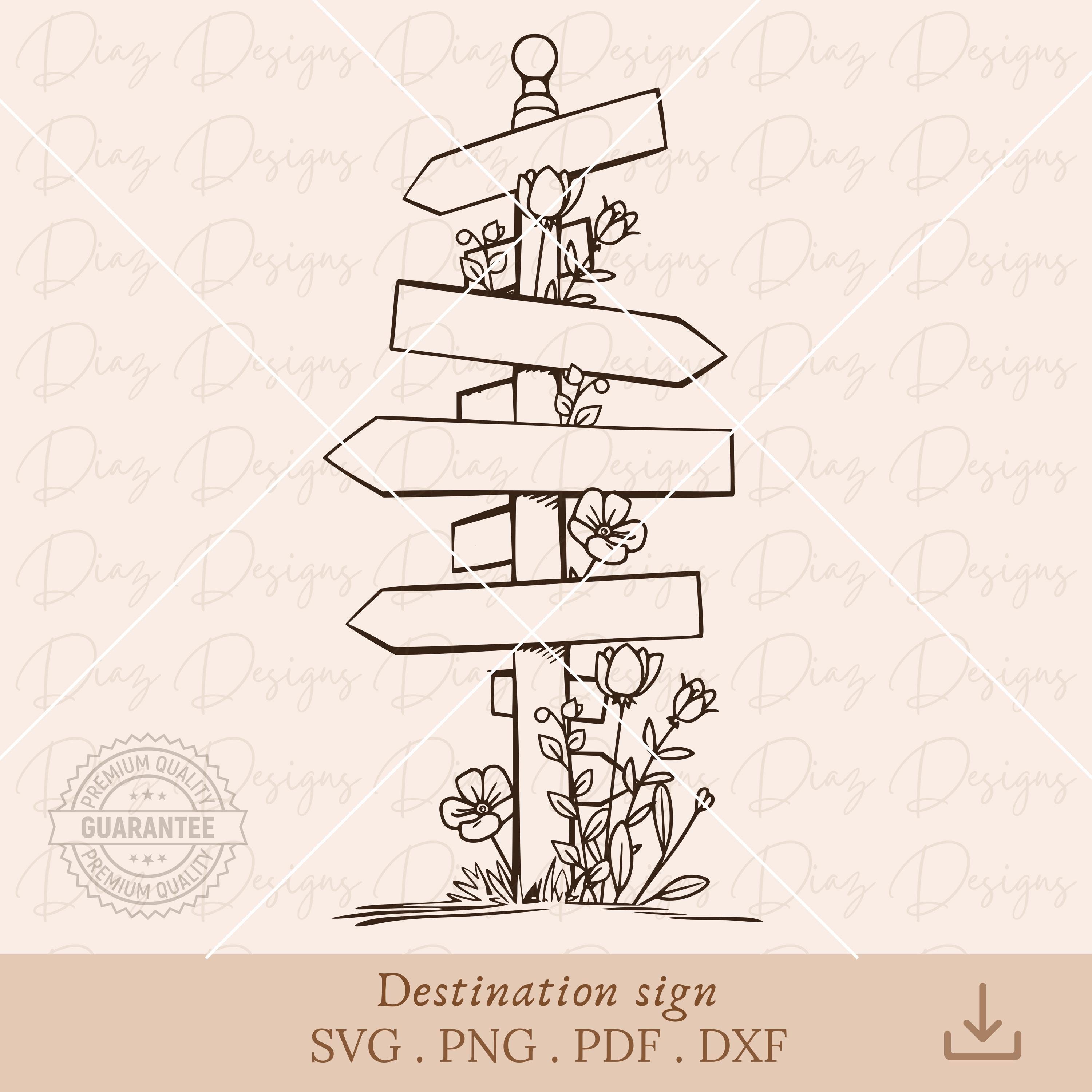 Destination Sign Svg, Road Signs Svg, Direction Sign Clipart, Wood Sign ...