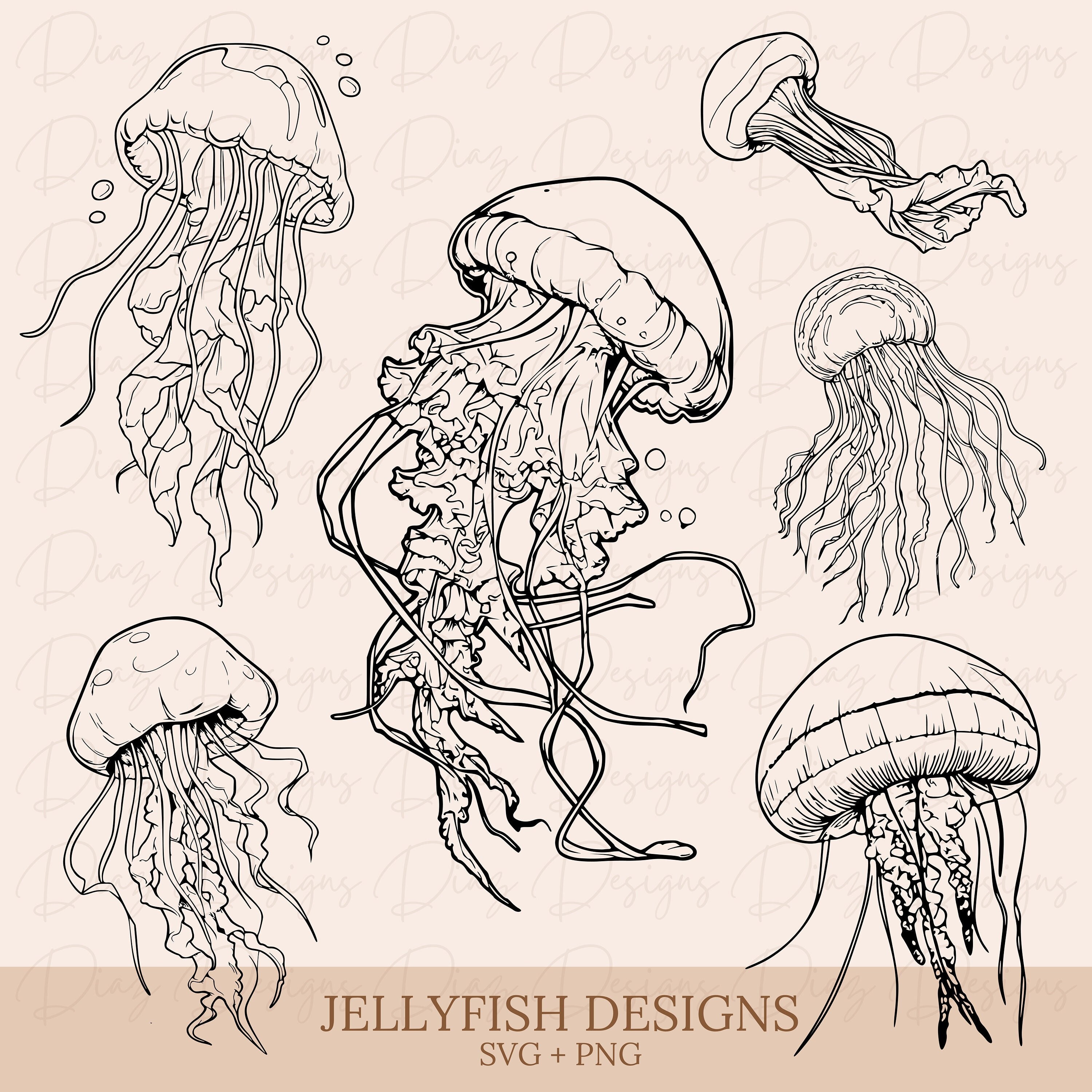 Jellyfish Svg, Jellyfish Clipart, Jellyfish Cut File, Jellyfish Cricut ...