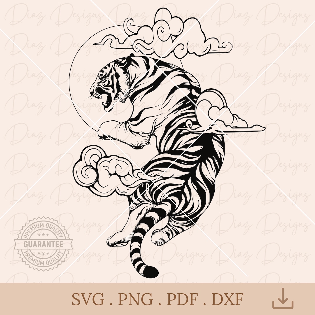Japanese Tiger Svg, Tiger Tattoo Svg, Tiger Cut File, Tiger Animal ...
