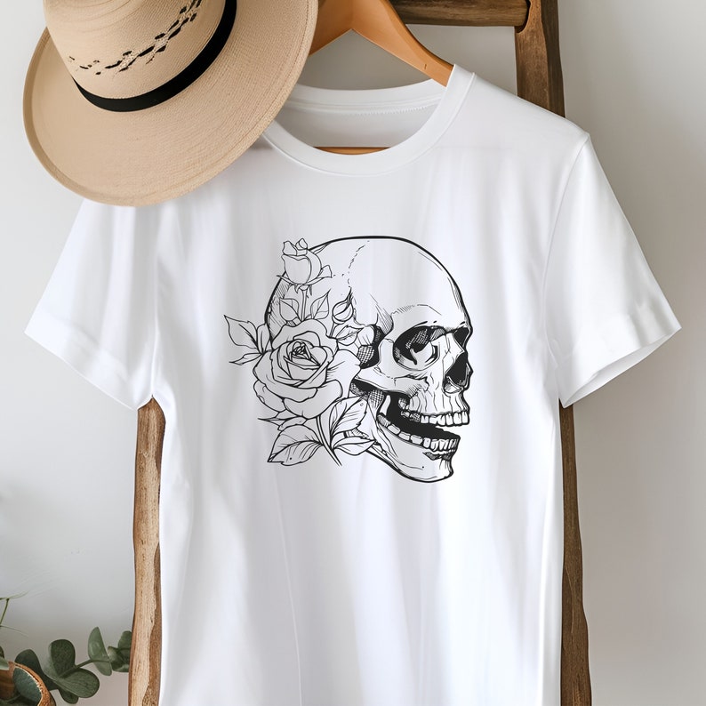 Skull and Rose Svg, Flower Skull Svg, Skull Head Svg, Skull Tattoo Png ...