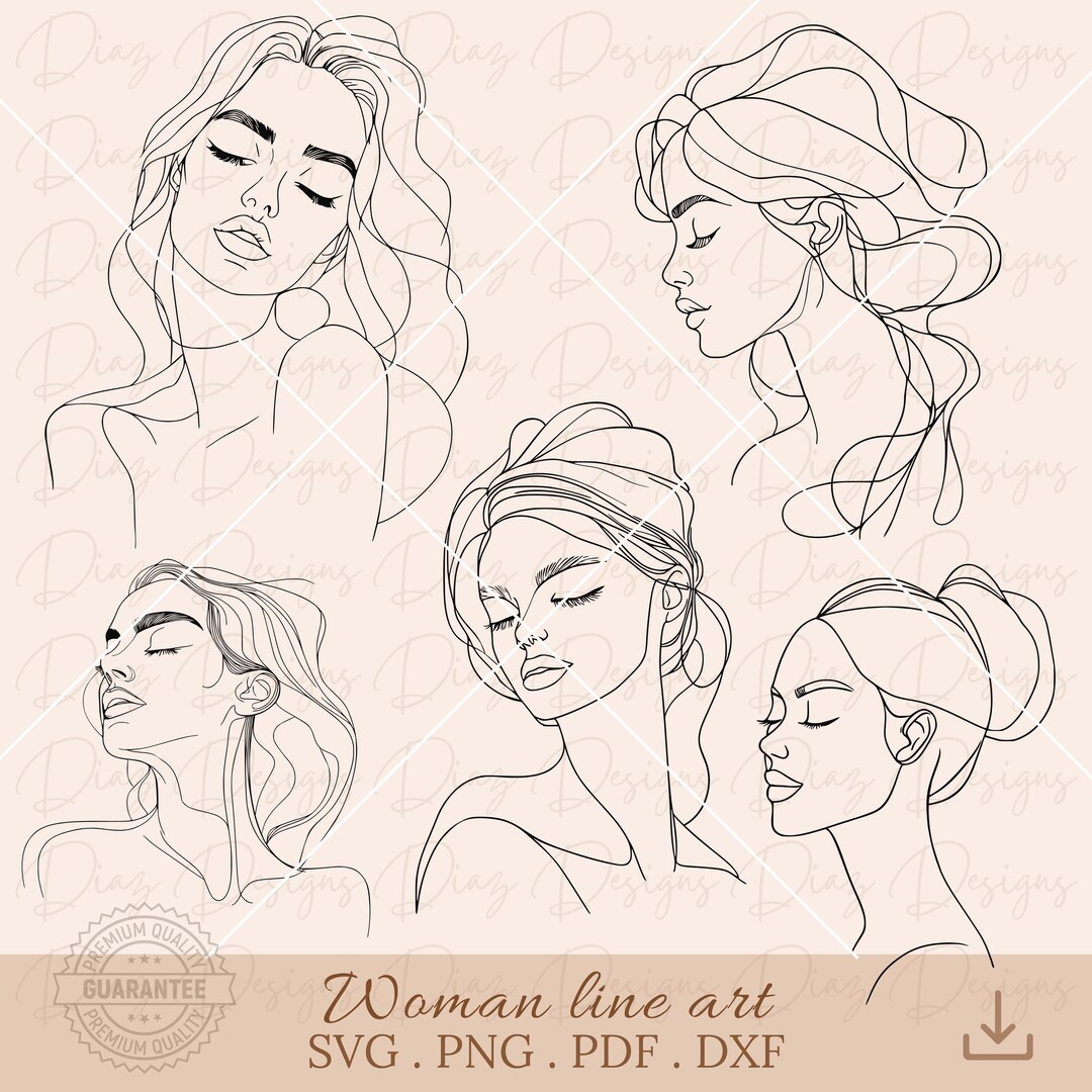 Woman Line Art Svg, Girl Continuous Line Svg, Floral Woman Clipart ...