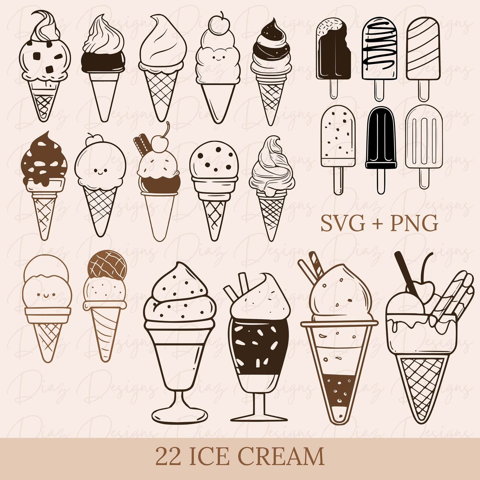 Ice Cream Svg Bundle, Ice Cream Png, Ice Cream Clipart, Ice Cream Cut ...