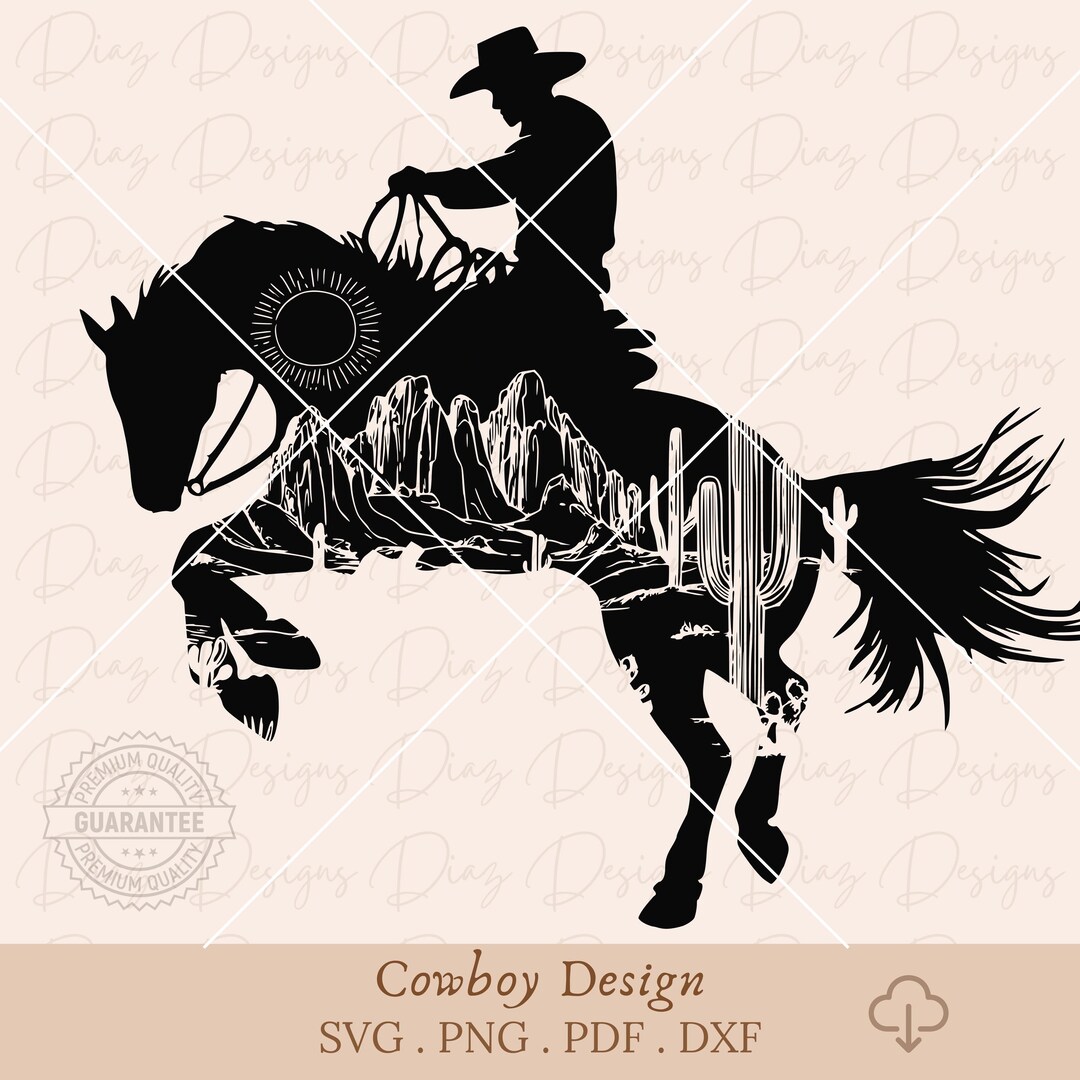 Cowboy Horse Silhouette Svg, Retro Western Cowboy Cut File, Cowboy ...