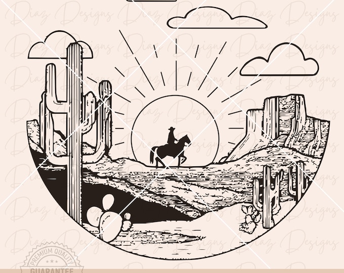 Western PNG, Desert Png, Cactus SVG, Western Scene Clipart, Cactus ...