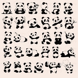 Panda Svg Bundle, Cute Panda Svg, Kawaii Panda Clipart, Funny Panda Cut ...