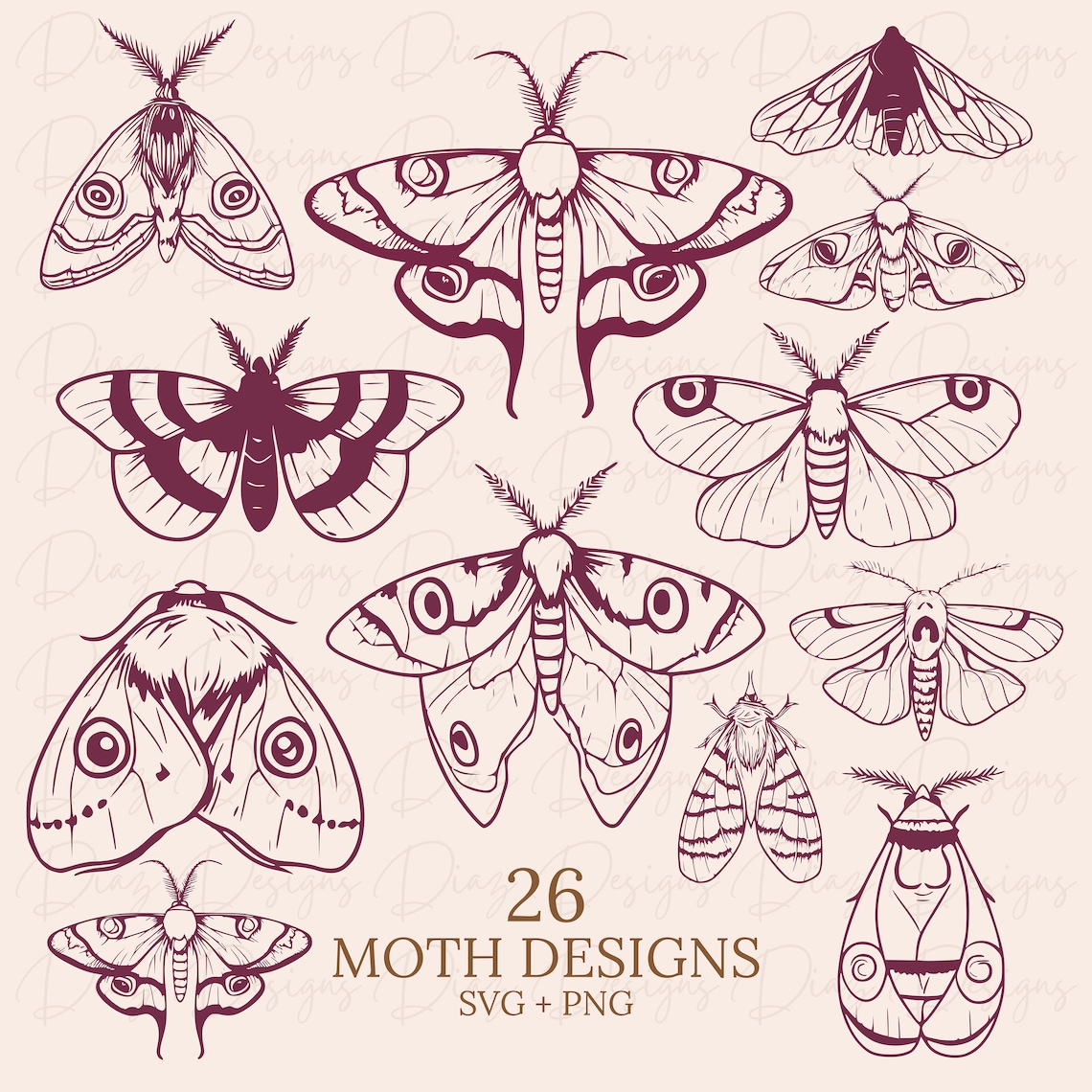 Moth Svg Bundle, Witchcraft Svg, Witch Moth Svg, Boho Moth Svg ...