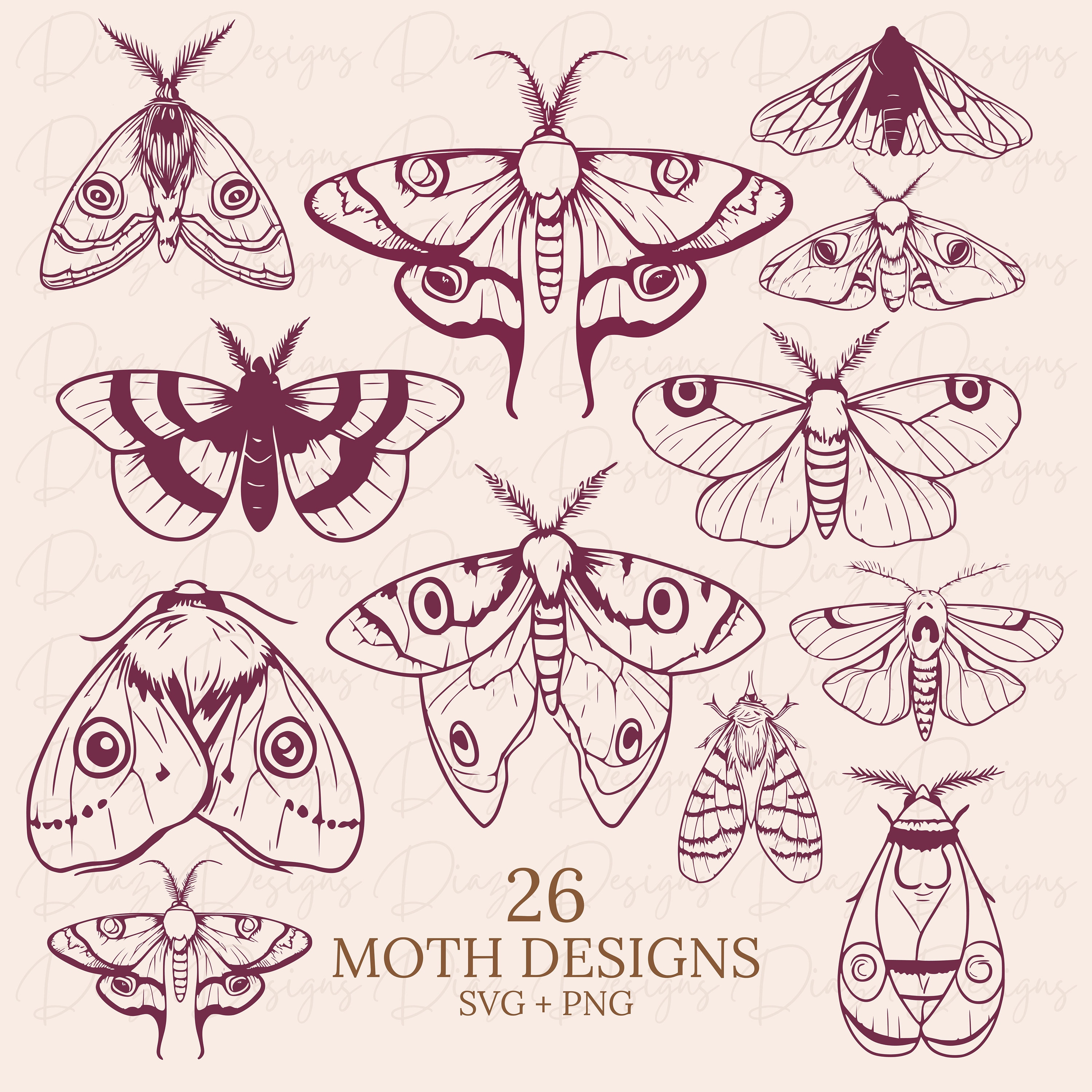 Moth Svg Bundle, Witchcraft Svg, Witch Moth Svg, Boho Moth Svg ...