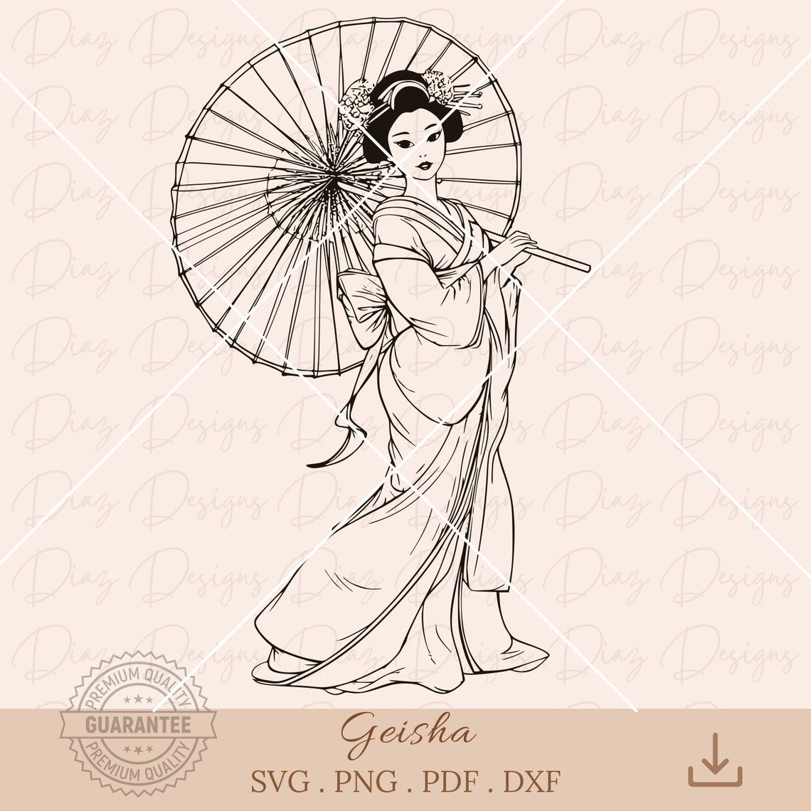 Geisha Japanese Svg Cut File, Geisha Line Art Design Cut File, Geisha ...
