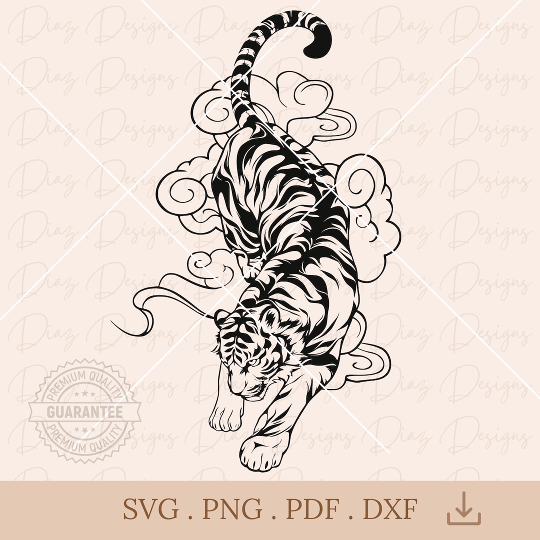 Japanese Tiger Svg, Tiger Tattoo Svg, Tiger Cut File, Tiger Animal ...