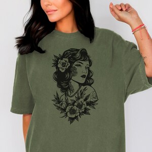 Woman Traditional Tattoo Svg, Woman Pin up Svg, Lady Clipart, Tattoo ...