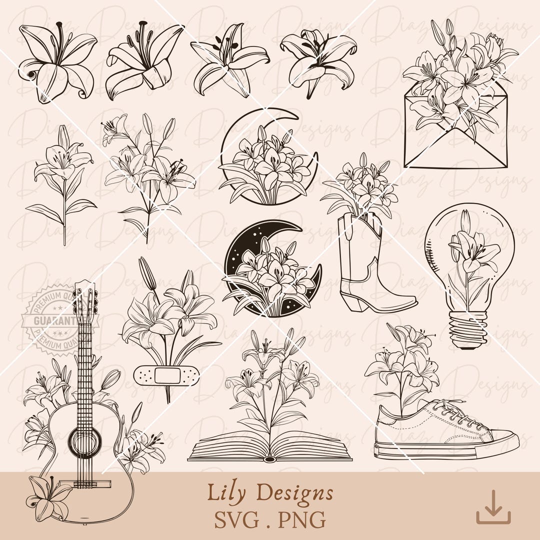 Lily Flowers Svg, Lilies Png, Lily Wreath Svg, Lily Svg Bundle, Lily ...