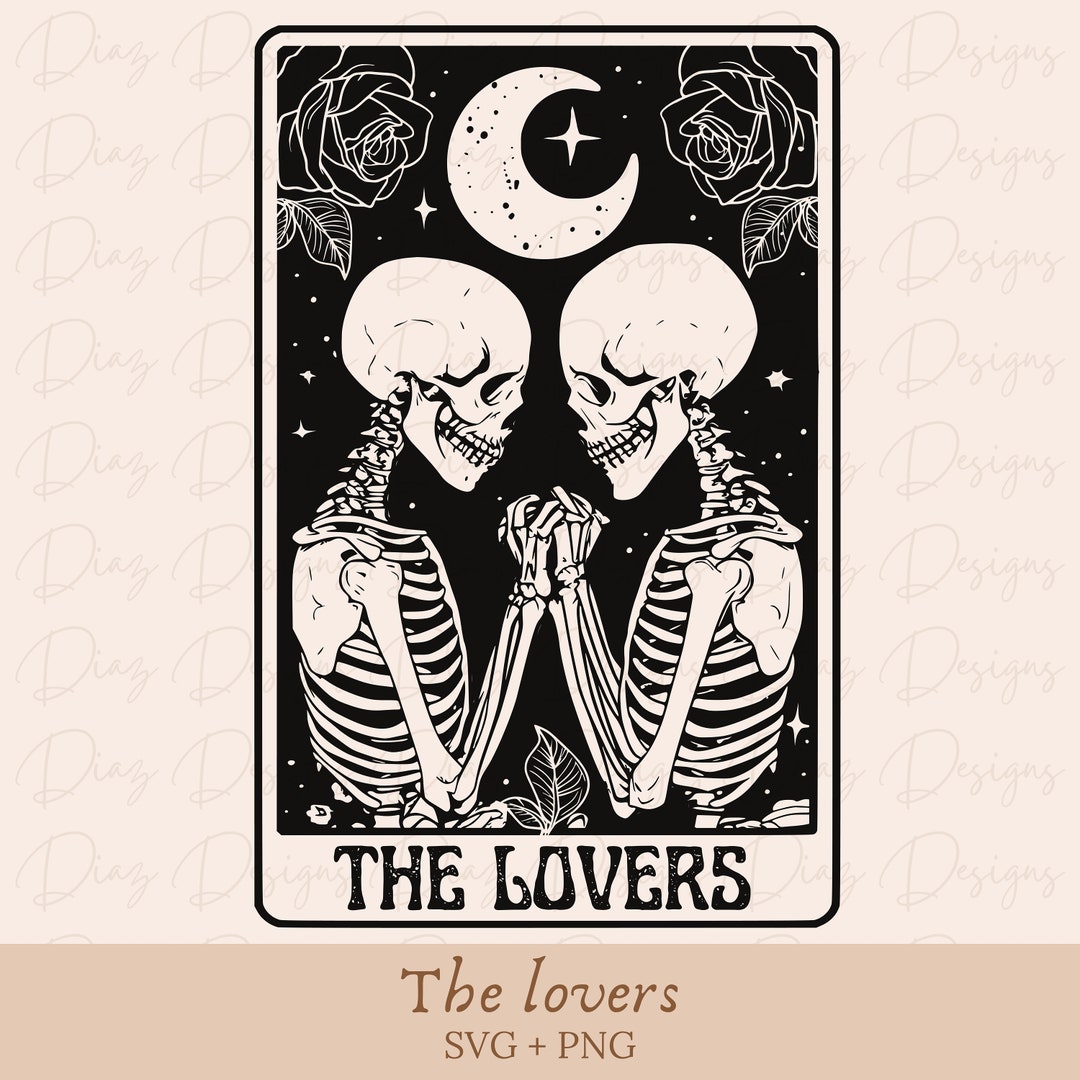 The Lovers Tarot Card Svg, Skeleton Lovers Card Svg, Skull Lovers ...