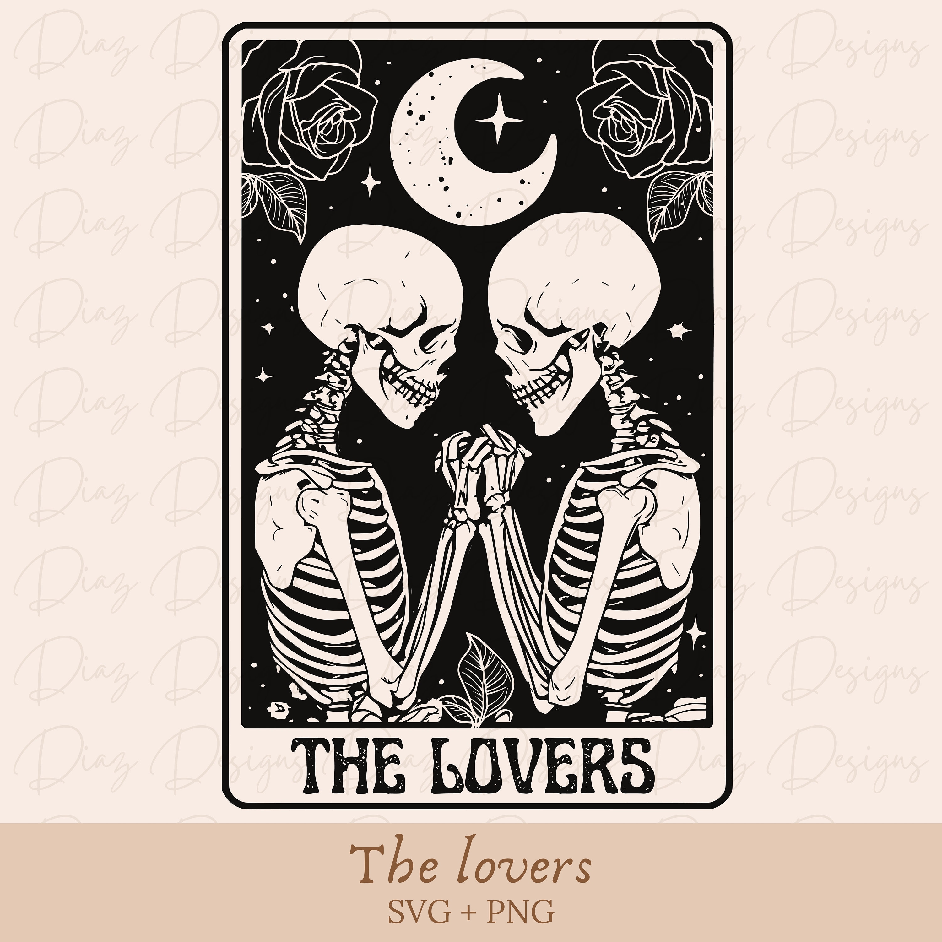 The Lovers Tarot Card Svg, Skeleton Lovers Card Svg, Skull Lovers ...