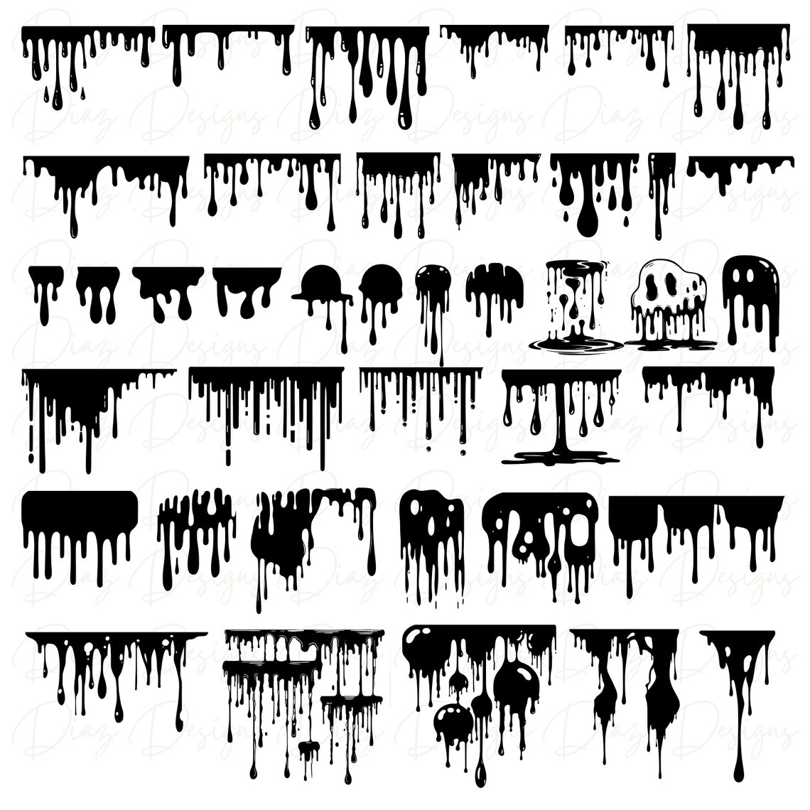 Dripping Paint Svg Bundle, Dripping Png, Dripping Borders Clipart ...