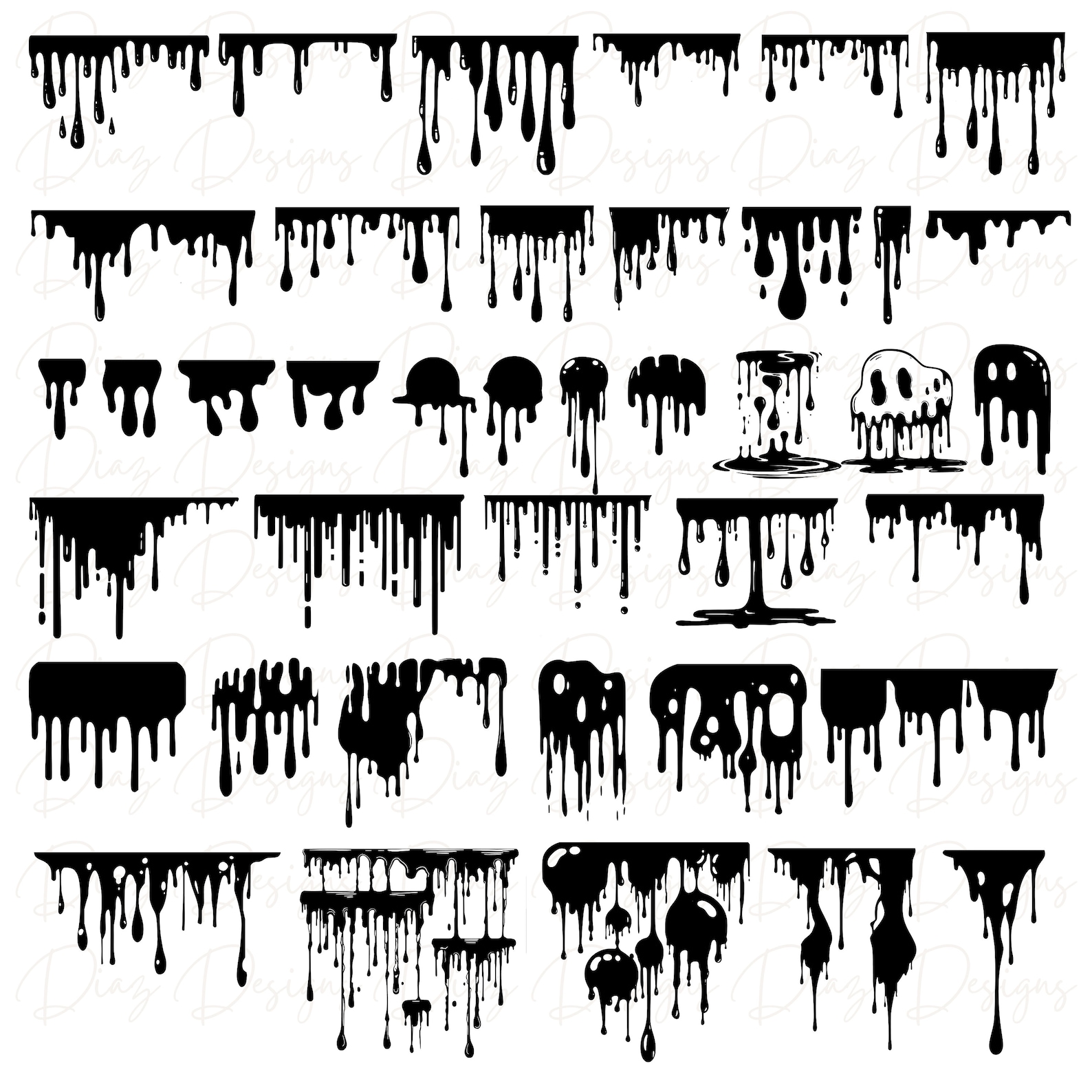 Dripping Paint Svg Bundle, Dripping Png, Dripping Borders Clipart ...