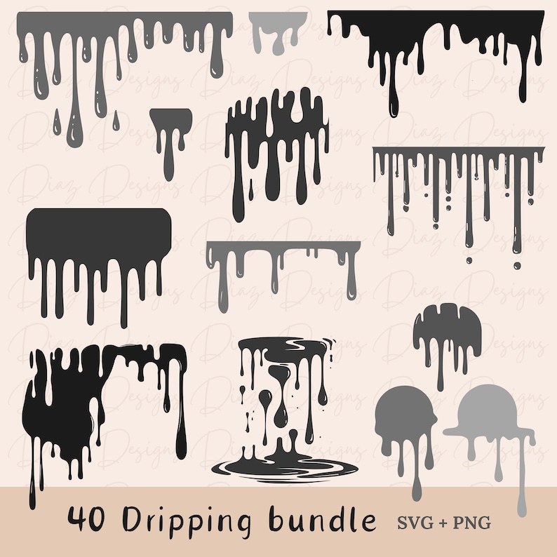 Dripping Paint Svg Bundle, Dripping Png, Dripping Borders Clipart ...