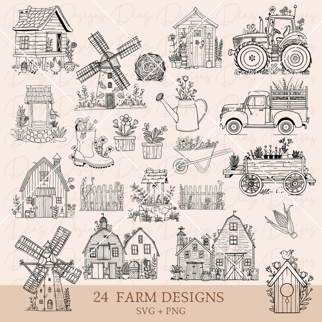 Farm Life Svg, Farming Png, Old Barn Clipart, Farm Scene Cricut ...