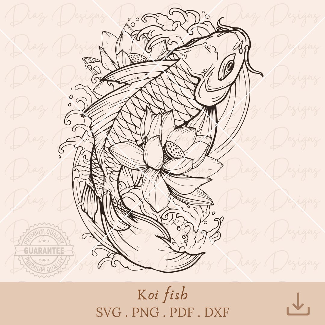 Japanese Koi Fish Svg, Koi Fish Lotus Flower Clipart, Koi Carps Svg ...