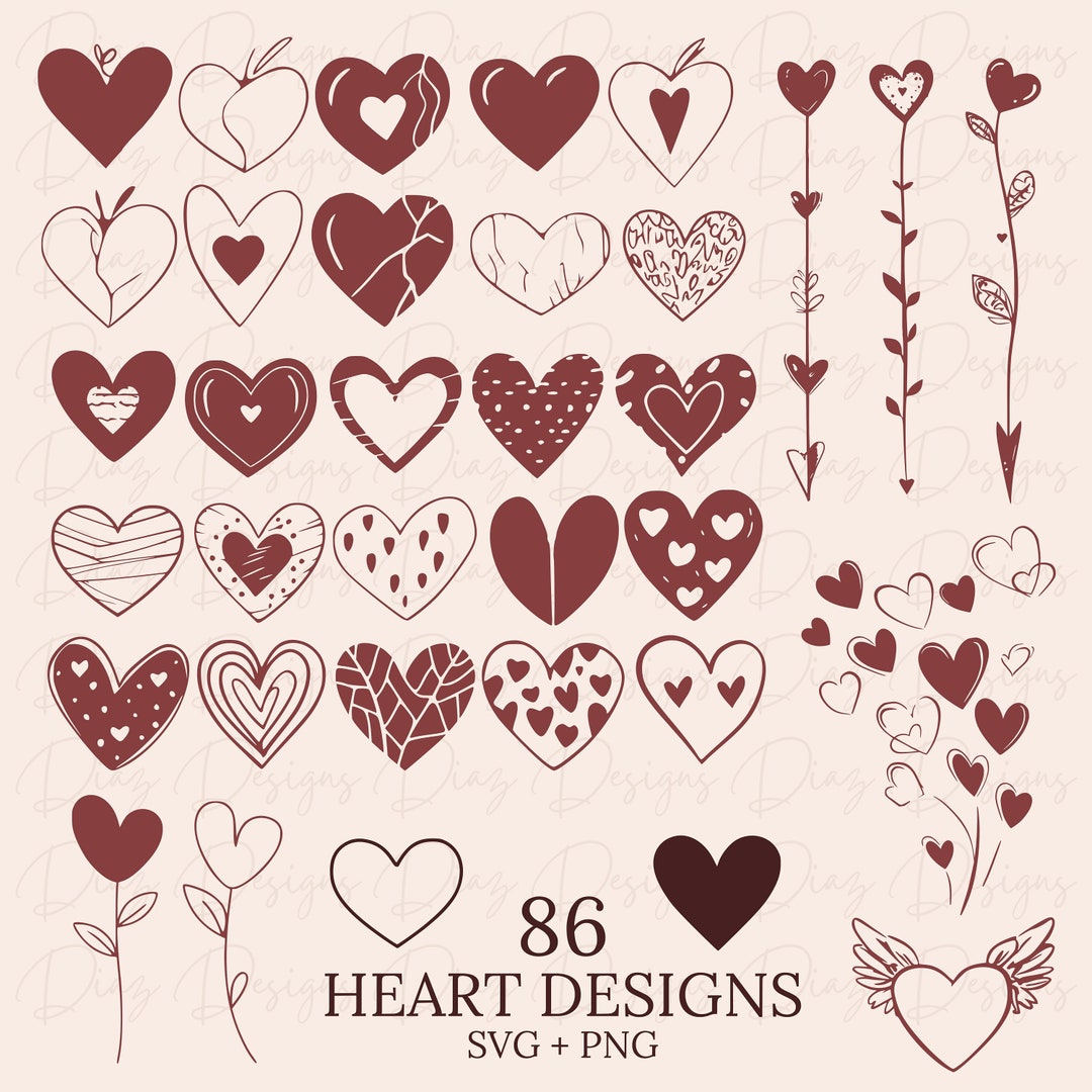 Heart Svg Bundle, Valentine Days Svg, Cute Heart Clipart, Hearts ...