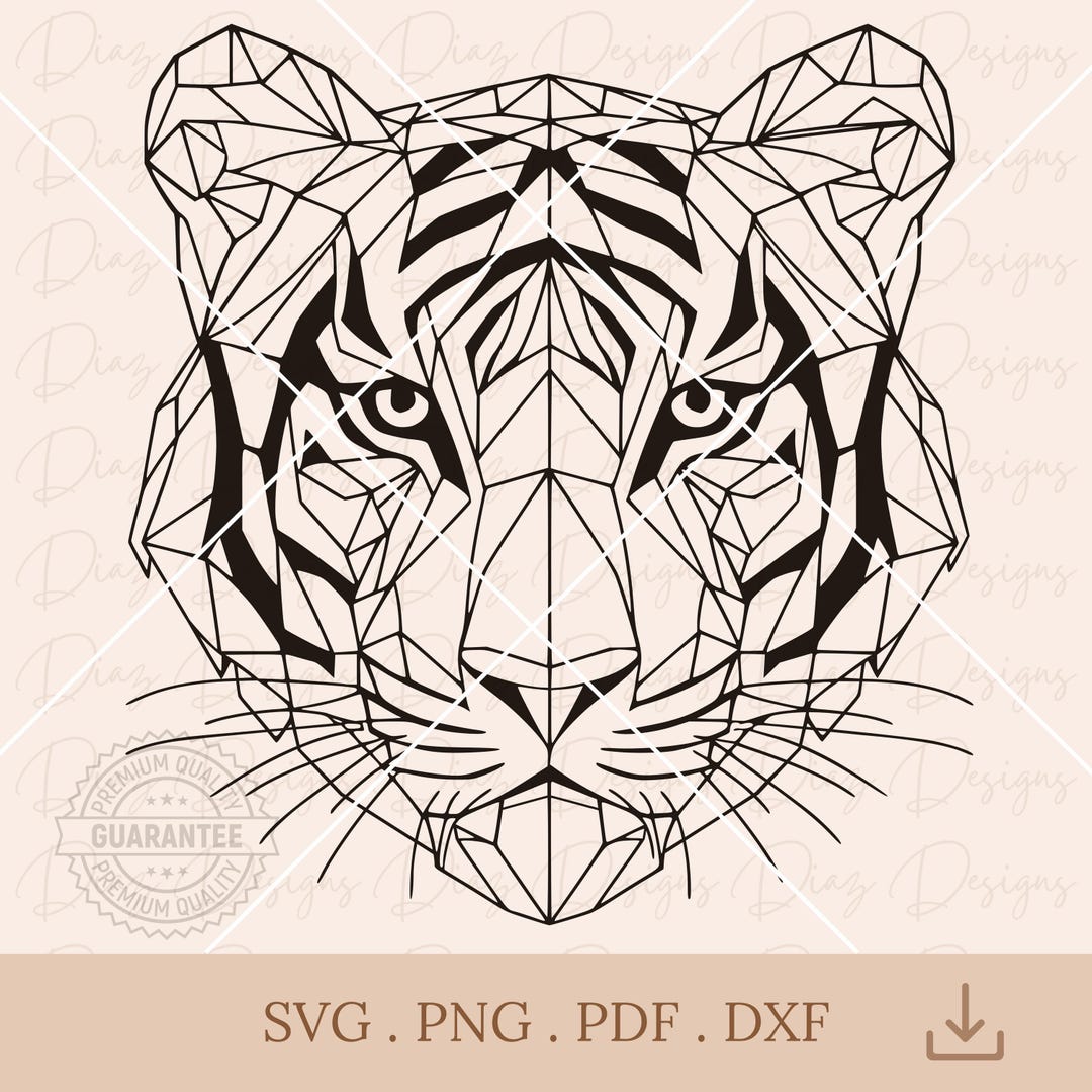 Geometric Tiger Face Svg, Polygonal Tiger Head Svg, Tiger Face Cut File ...