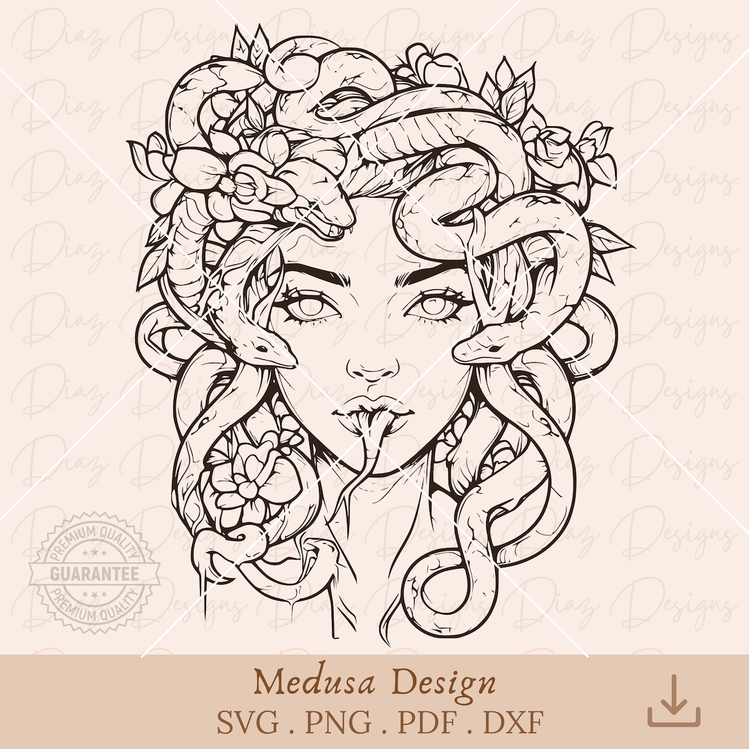 Medusa Svg, Medusa Tattoo Svg, Medusa Vector, Medusa Cut File, Greek ...