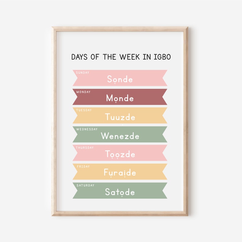 Days of the Week in Igbo Printable Poster, Nigerian Print, Igbo Art ...