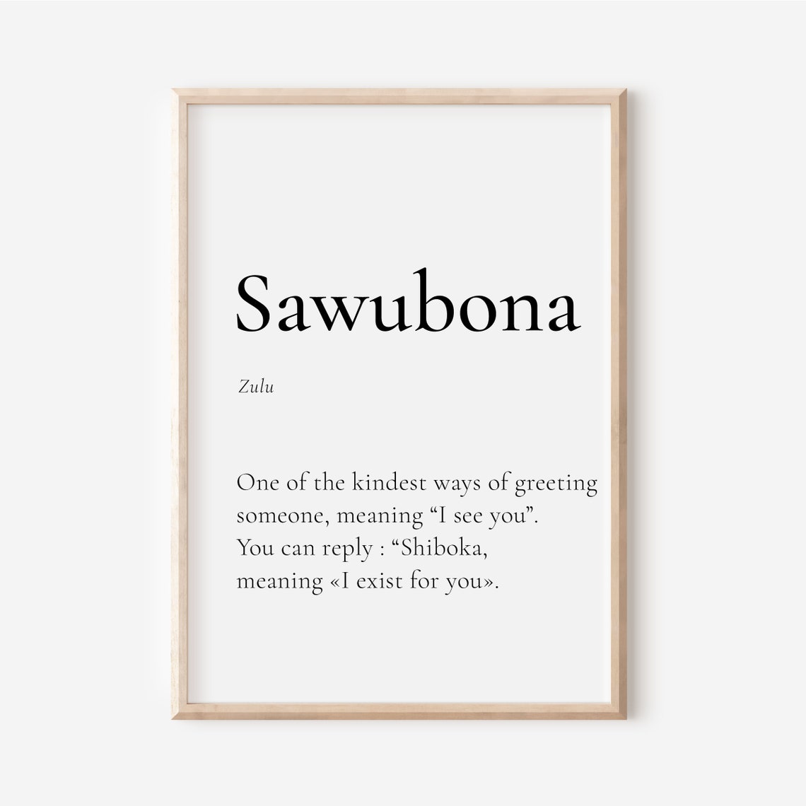 Hello in Zulu , Sawubona Digital Print , Zulu Gift, Zulu Print, South ...