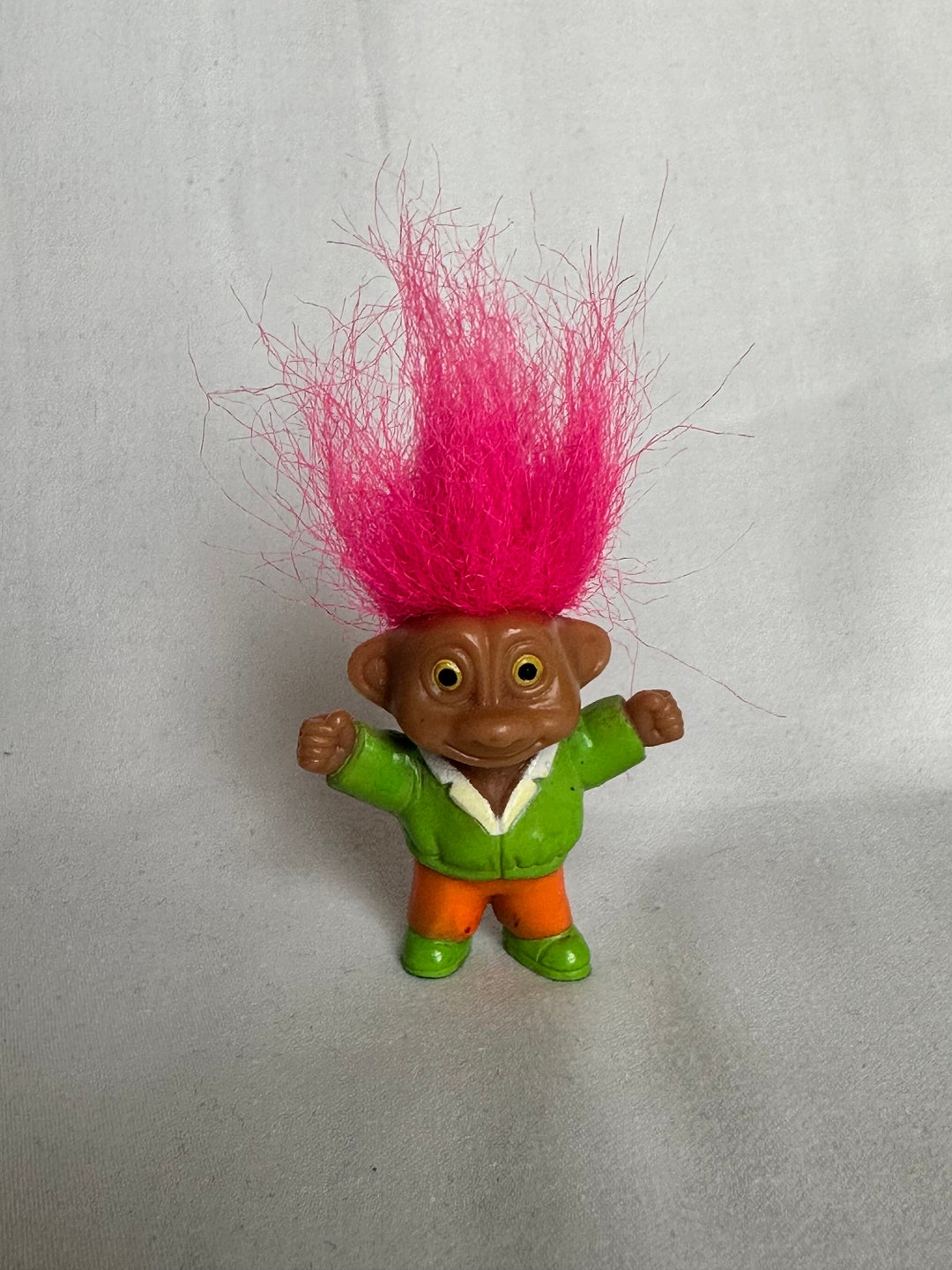 Retro TROLL Doll With Pink Hair Miniature Troll Desk Toy Casual Troll ...