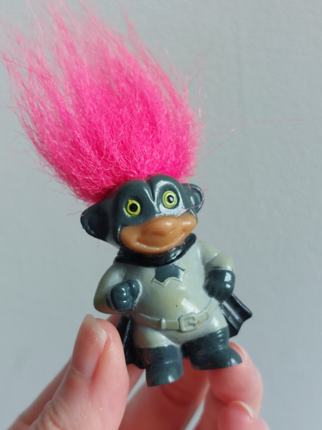 Retro Batman TROLL Doll With Pink Hair Miniature Troll Desk Toy ...