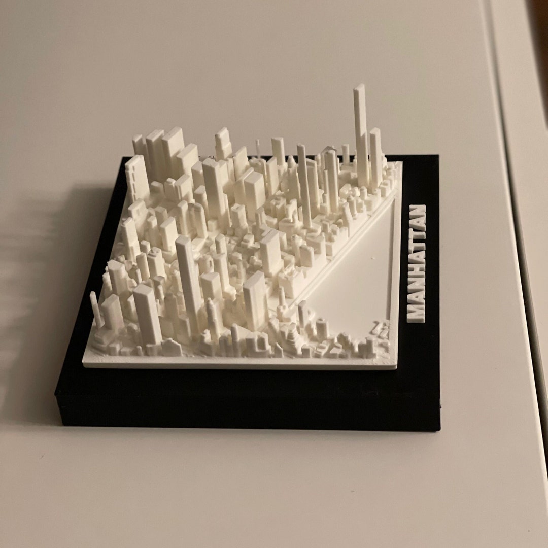 3D Printed Manhattan City Wall Art Work Bookshelf Decor 3D Map Decor ...